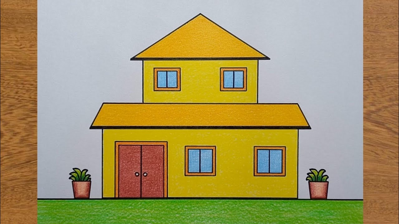 How to Draw a Level House | Simple Easy | Drawing a House for Beginners ...