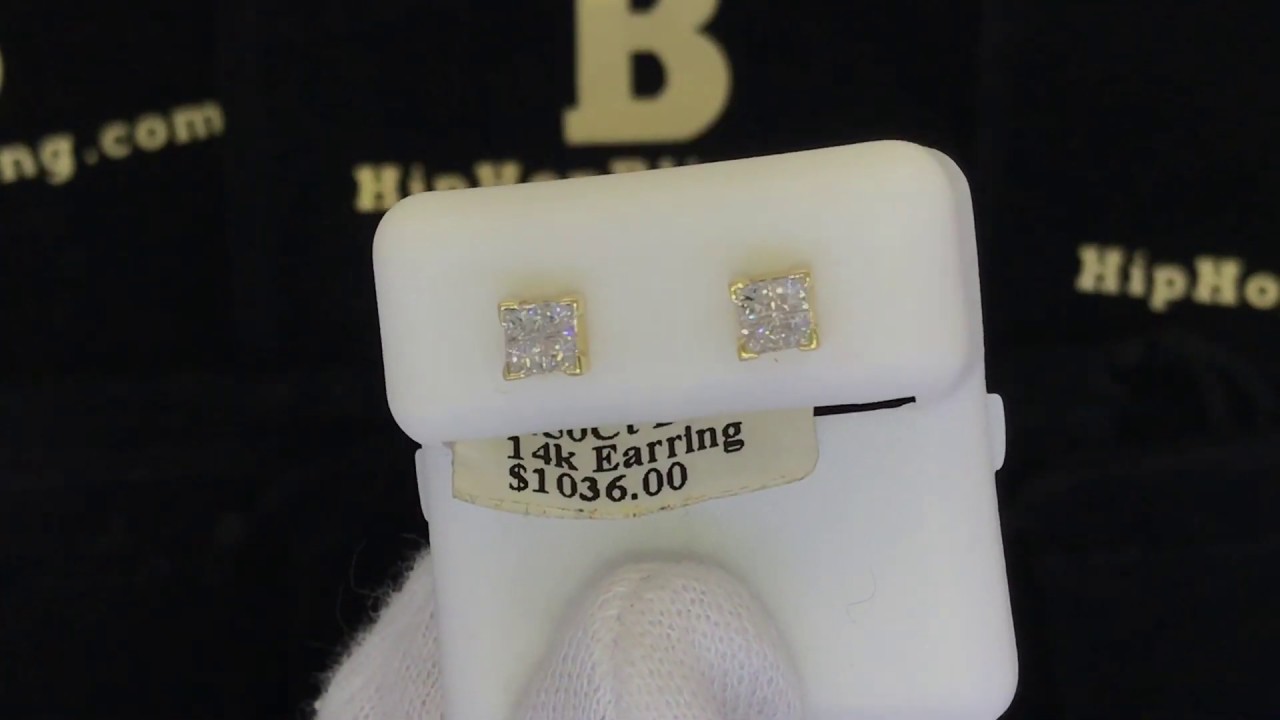 Princess Cut Invisible Setting Diamond Earrings 14K .50 Carats | Bling ...