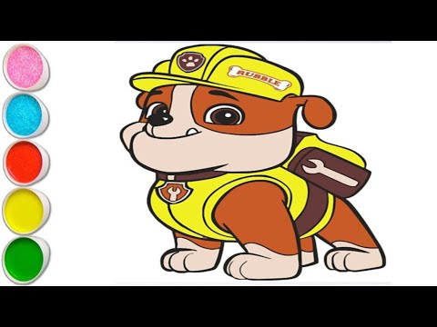 How to draw paw patrol's Rubble 🐾ll Easy drawing for kids 🌈 ll - YouTube