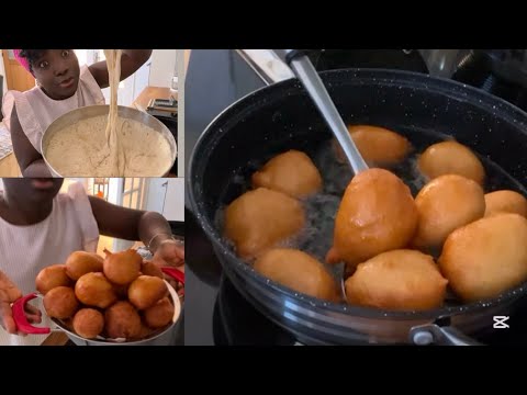 I MADE GHANA 🇬🇭 AUTHENTIC BOFROT (Puff Puff )For My Family + 4 Turban Headwrap Tutorial