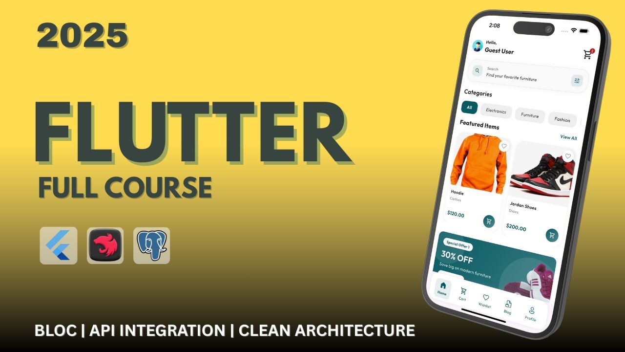 #1 | Complete Flutter + NestJS E-Commerce App Tutorial | Clean Architecture + BLoC | API | 2025 ...