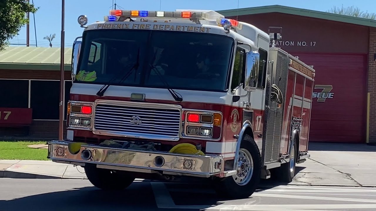 Phoenix Fire Department Engine 17 and Rescue 17 Responding - YouTube