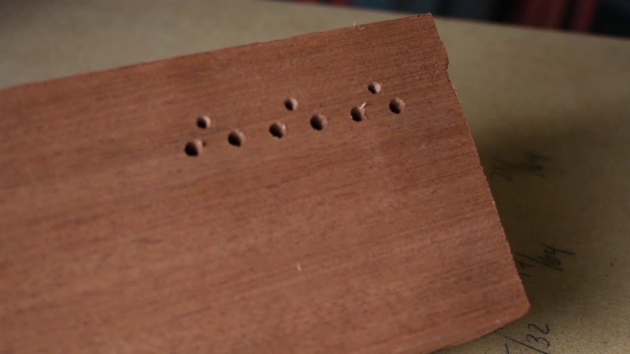 How to drill Straight string through ferrule holes on a guitar - YouTube
