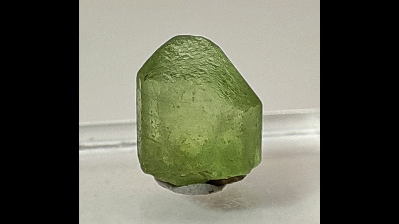 Clear Peridot (Chrysolite) crystal with natural termination 1 - YouTube