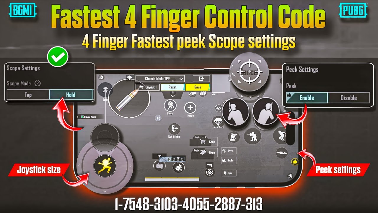 Fastest 4 Finger Control Code & 4 Finger Peek Scope settings 🔴/ 4 ...