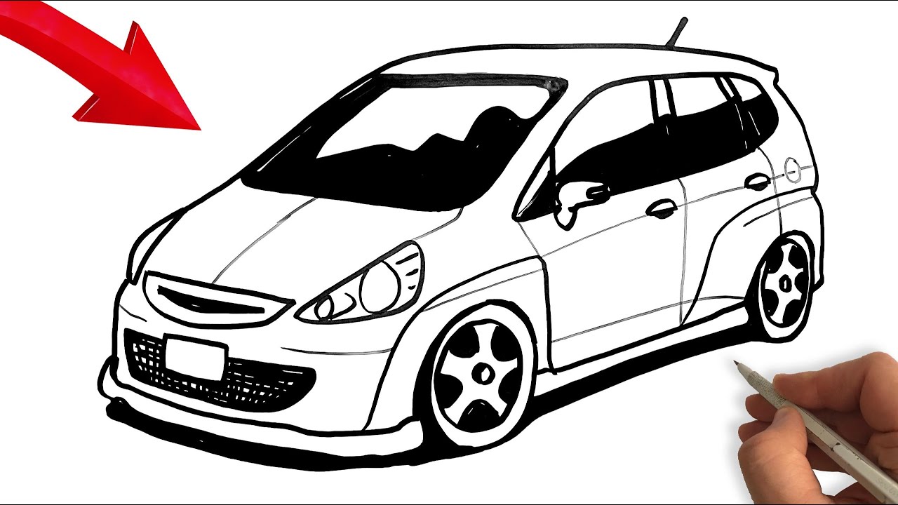 How to draw a Honda Fit/Jazz GD3 - Super Honda Car Drawing - YouTube
