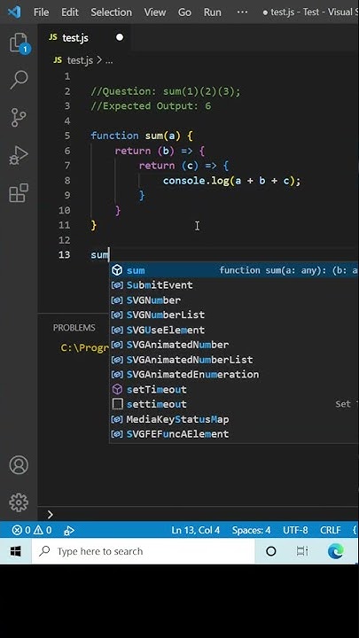 Javascript Coding Interview Q&A - Sum(1)(2)(3) - YouTube