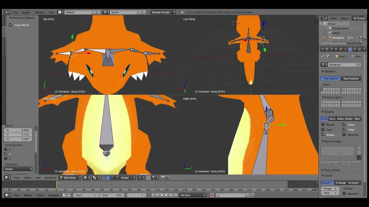 blender tutorial how to add armature to a model - YouTube