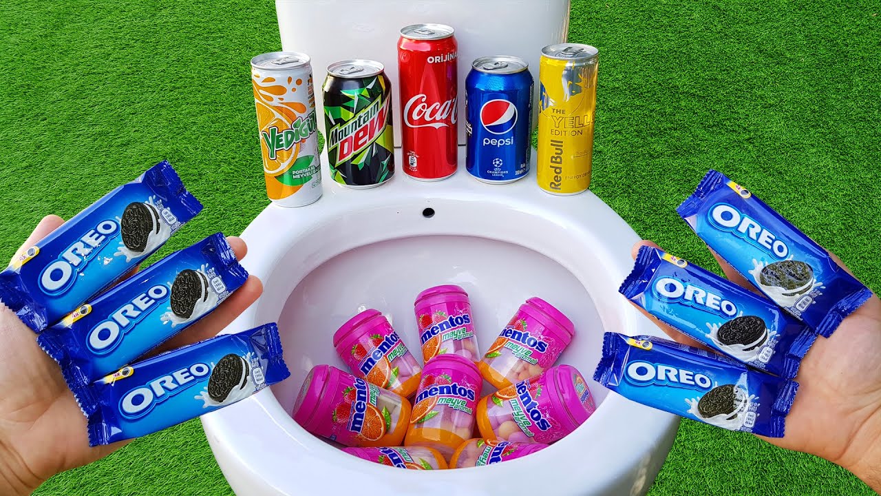 OREO COOKIE vs Coca Cola, Pepsi, Mtn Dew, Red Bull, Yedigün and Fruity ...