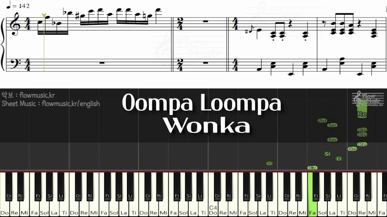 Wonka - Oompa Loompa Piano 웡카 움파룸파 피아노악보 - YouTube