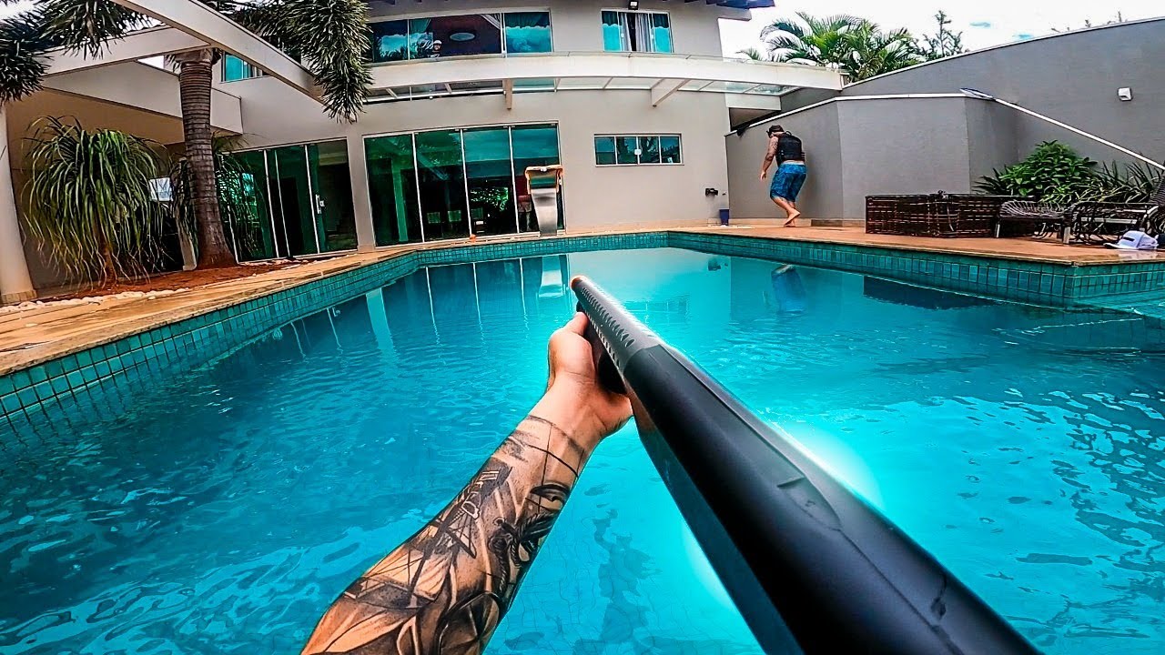 JOGO DE AIRSOFT NA CASA DO LAGO NIVEL PROFISSIONAL - YouTube