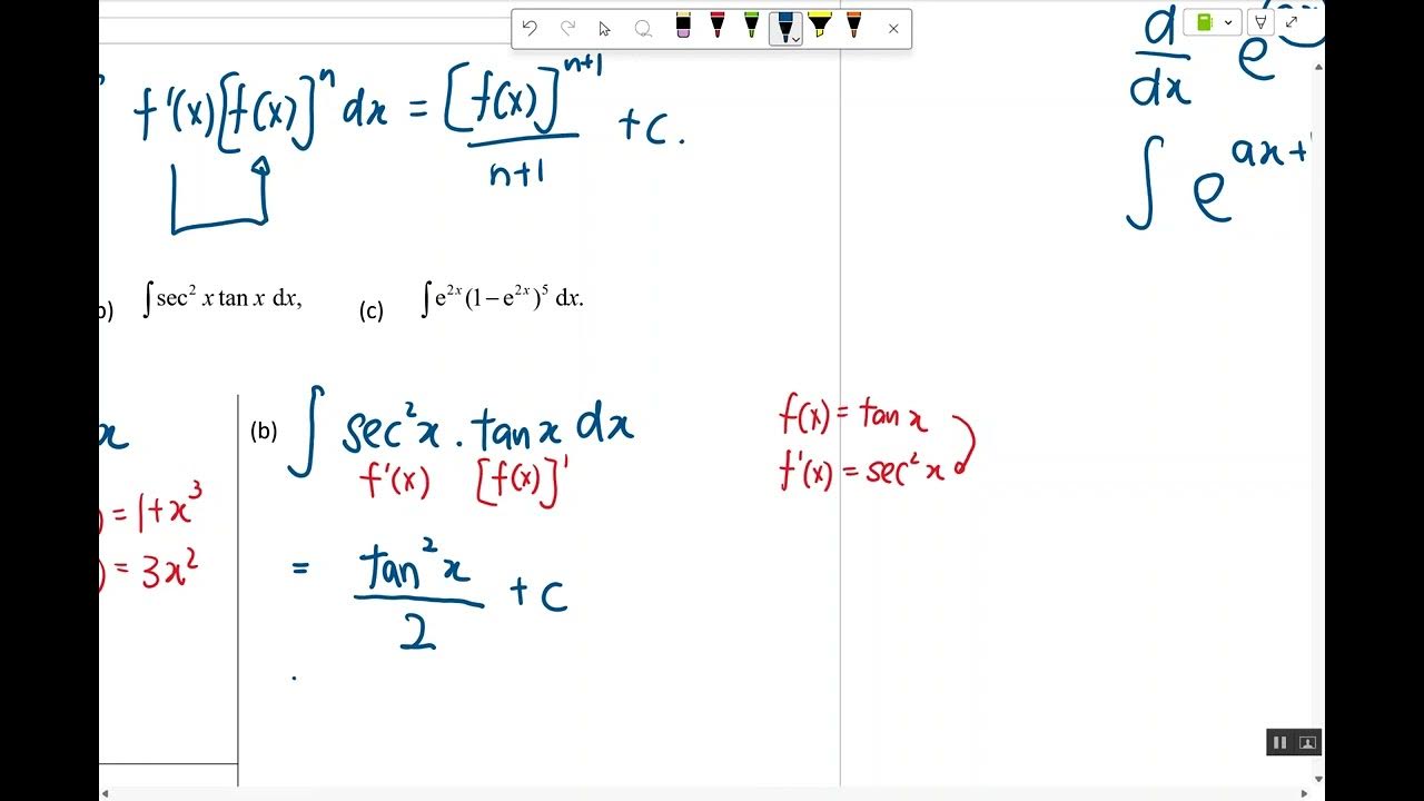 A Levels H2 Math Integration Techniques Reverse Chain Rule - YouTube