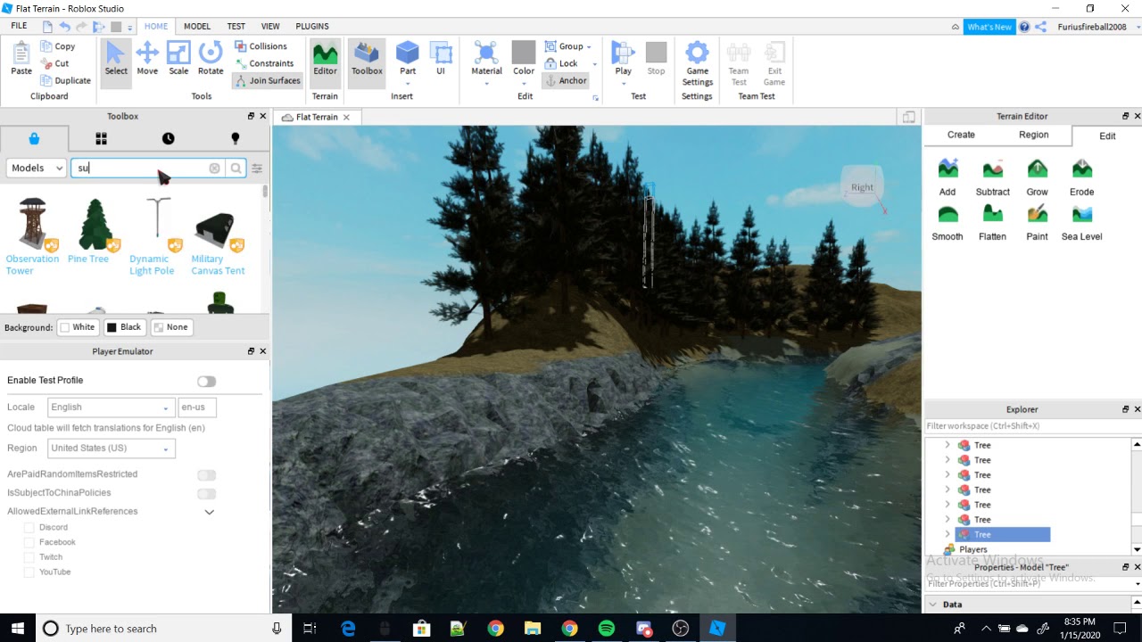 A Nice Forest with a River Smooth Terrain Roblox Build - YouTube