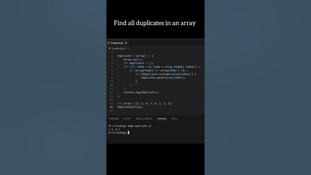 Program To Find All Duplicates In An Array Javascript Viral
