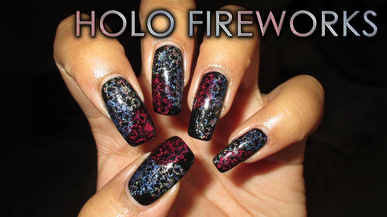 Holo Stamped Fireworks | DIY Nail Art Tutorial - YouTube