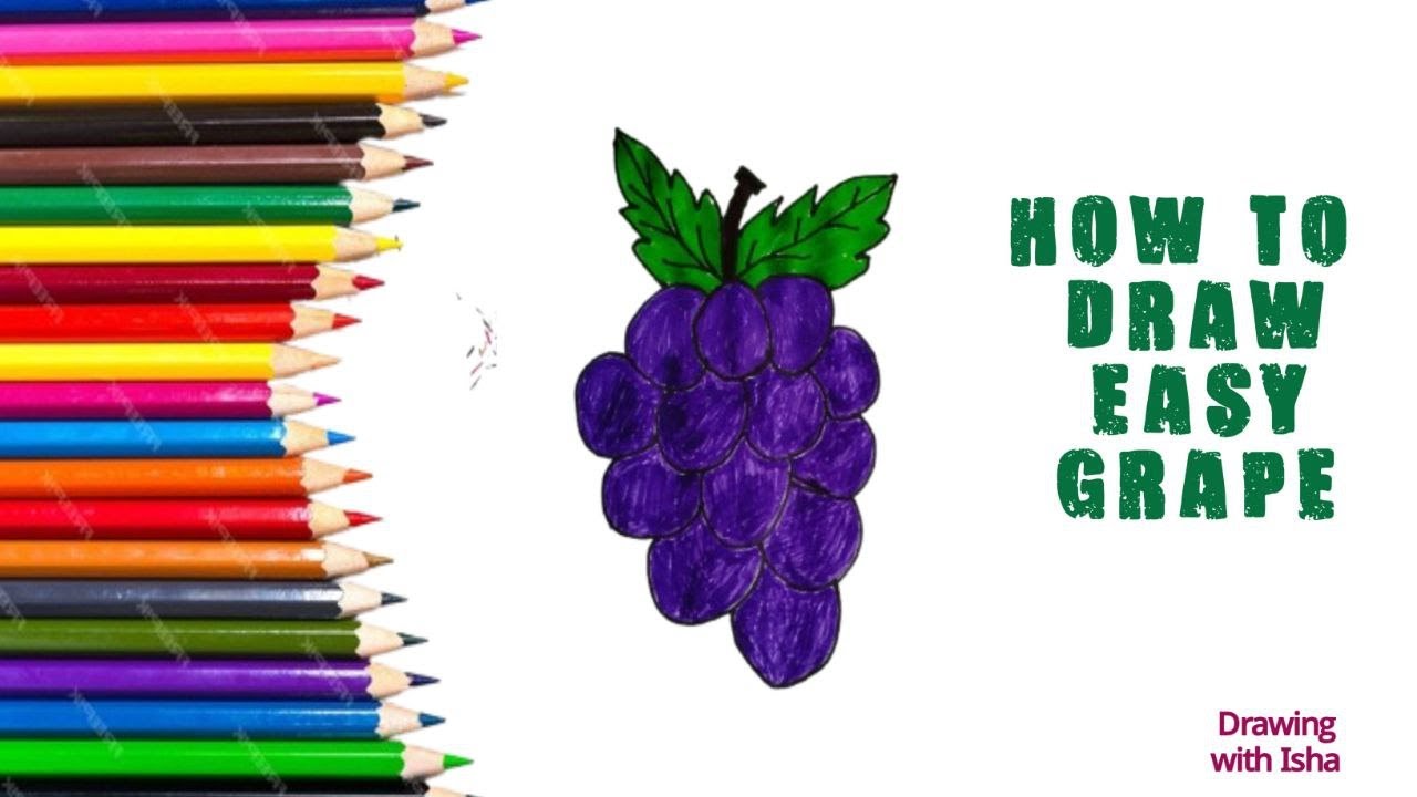 Grapes fruits Drawing |How to draw grapes step by step| angur fol Art ...