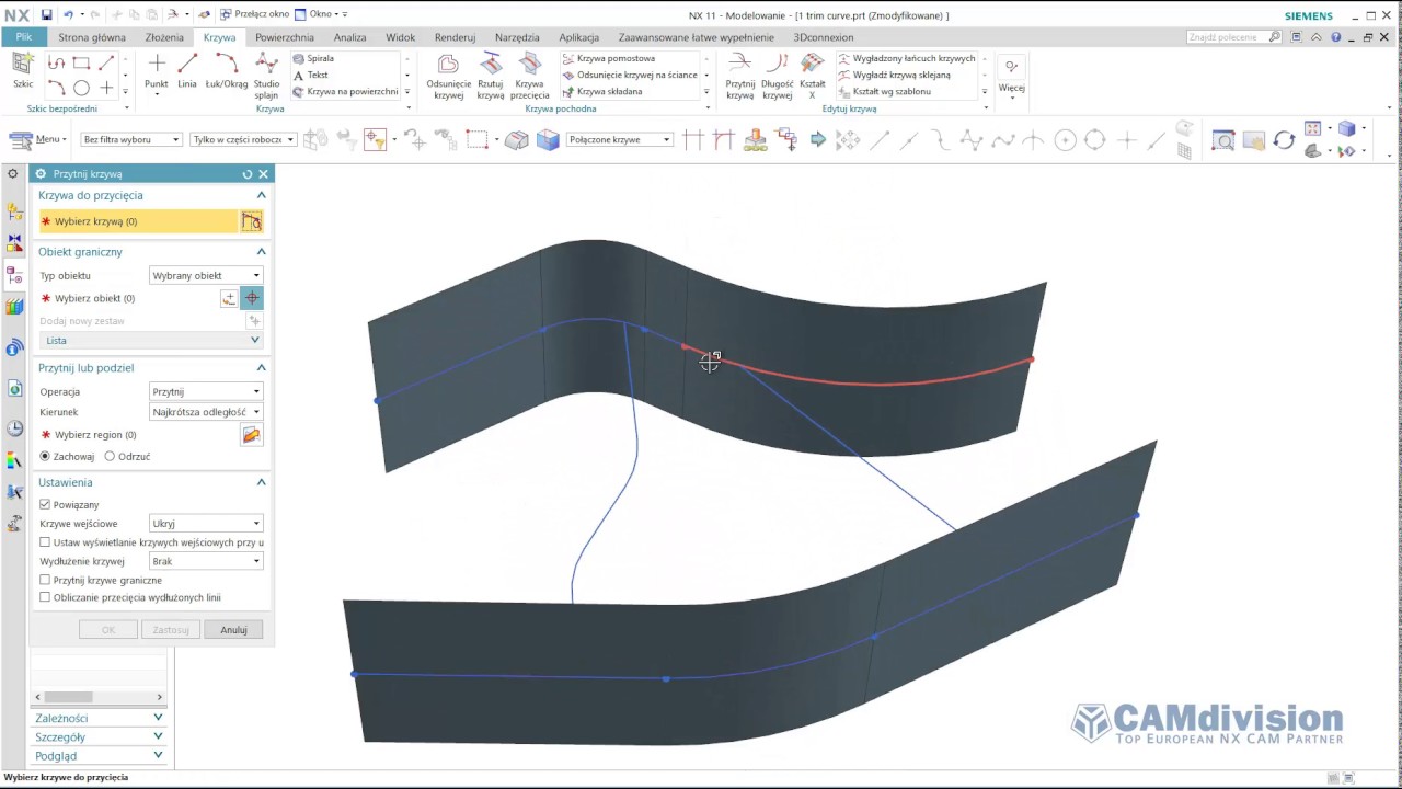 NX 11.0.1 - Trim Curve - YouTube
