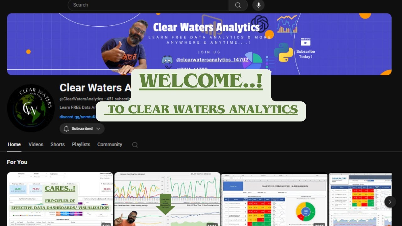 Welcome to Our Channel - Clear Waters Analytics. Let's start your Data Analytics Journey for ...
