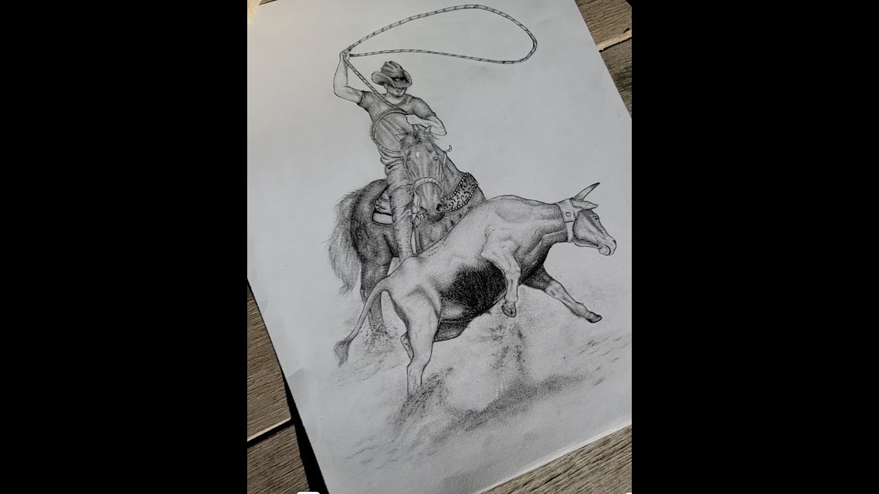 Drawing A Rodeo Scene - | Graphite Sketch | Detailed Sketch - YouTube