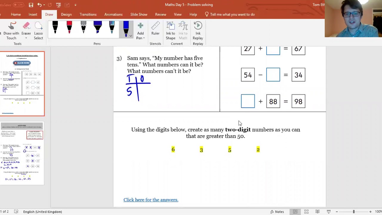 Year 2 - Problem solving (place value) - YouTube