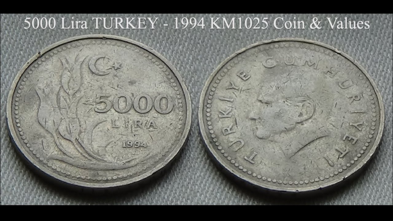 5000 Lira TURKEY - 1994 KM1025 Coin & Values - YouTube