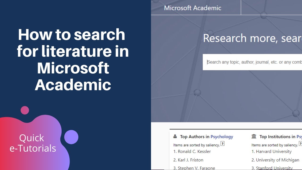 #usm #usmlibrarytv How to search for literature in Microsoft Academic ...