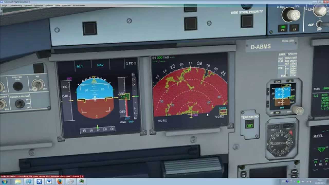 FSX Aerosoft Airbus A318 A319 A320 A321 Wetterradar weather radar ...