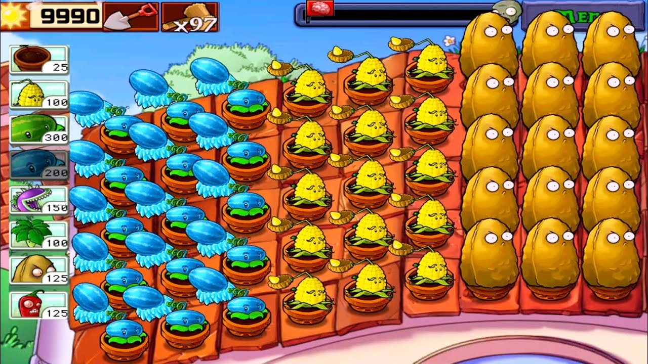 PVZ MOD | LAST STAND: ROOF WITH WINTER MELON, MELON PULT AND TALLNUT IN ...