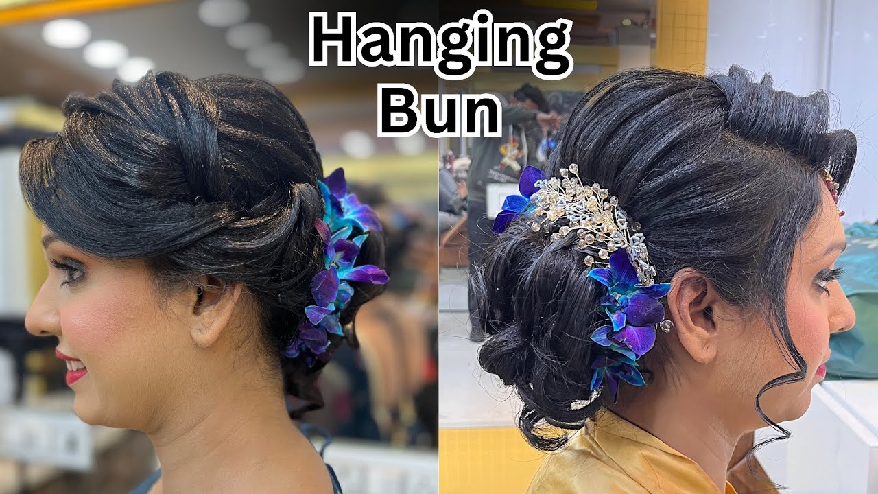 Hanging Bun Hairstyle Step By Step Tutorial || Pulling Technique ...