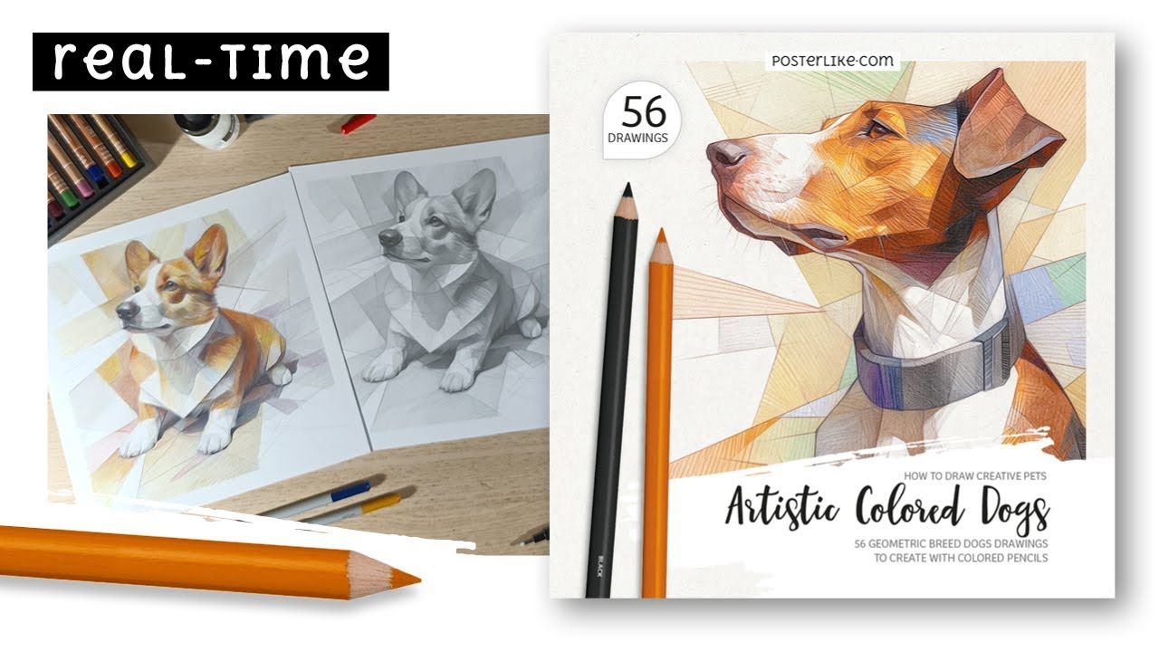 Artistic Geometric Dog Drawing: Master Colored Pencil Techniques # ...
