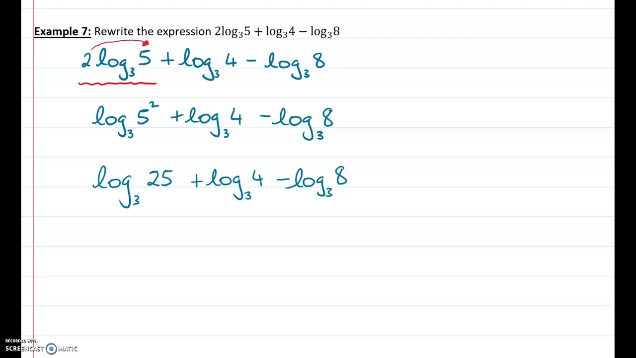 Simplifying Logs - Addition, Subtraction, Powers - YouTube