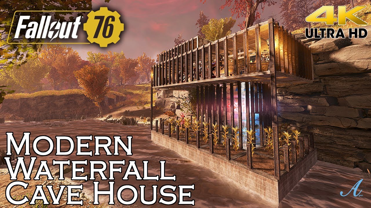 Fallout 76 - Waterfall and Cave Modern House! (Skyline Valley) - YouTube