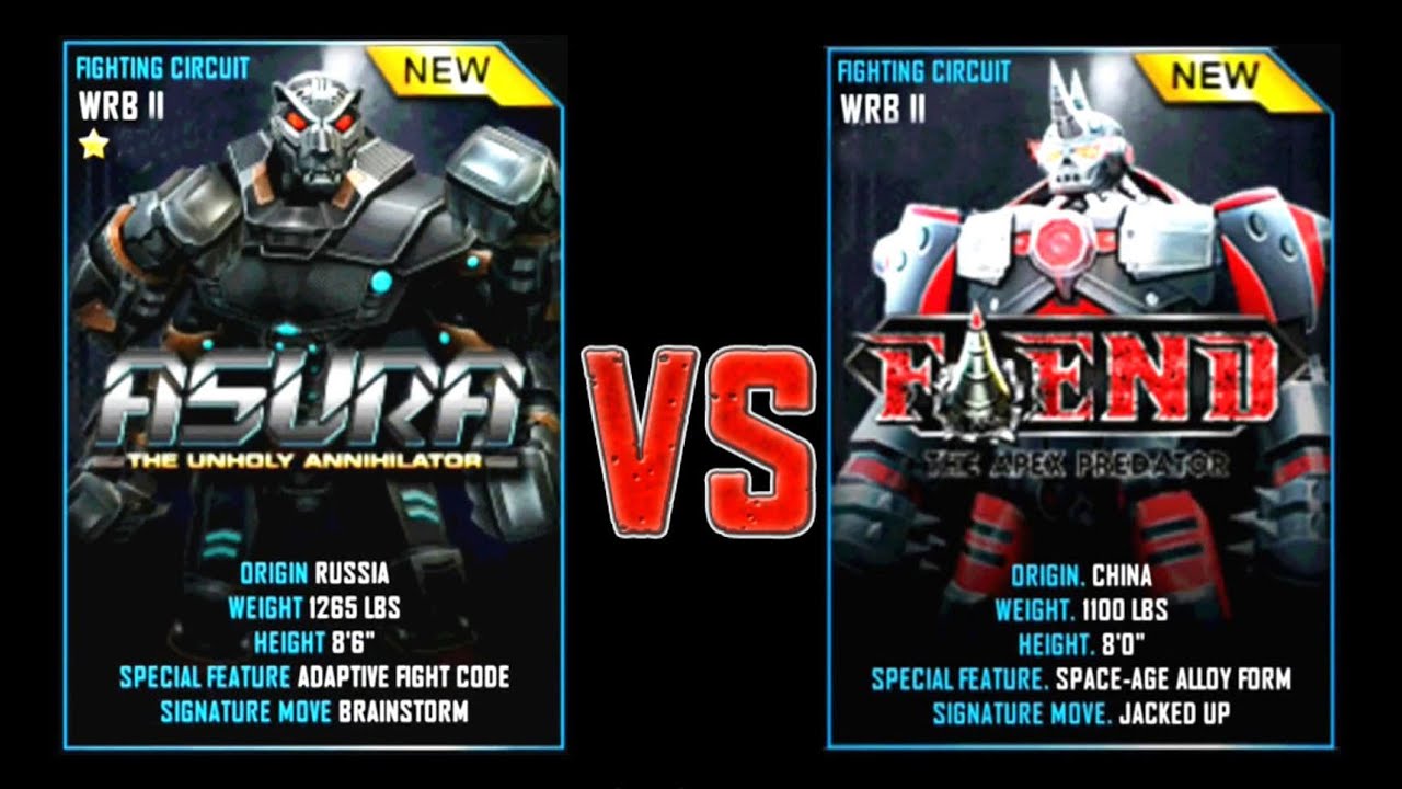 REAL STEEL WRB ASURA VS Fiend New Robots CHRISTMAS UPDATE - YouTube