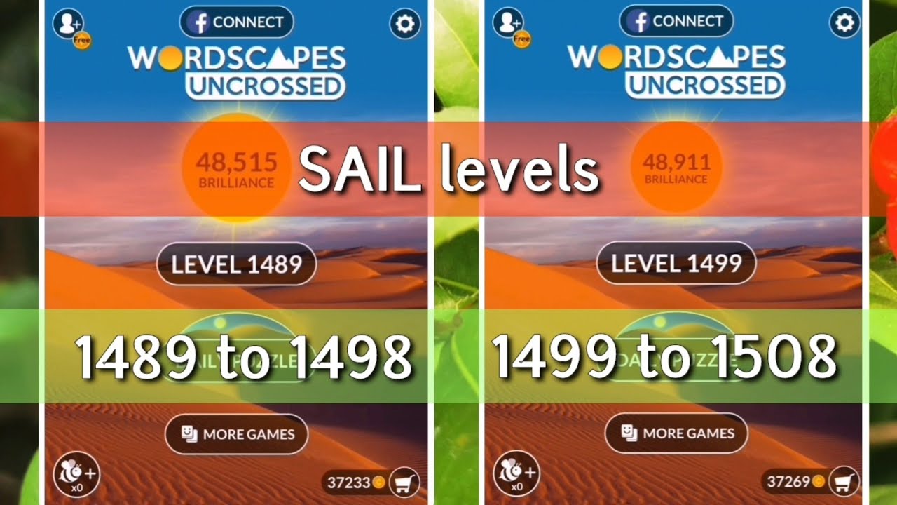 Wordscapes Uncrossed "SAIL" levels 1489 to 1508 gameplay | Answers ...