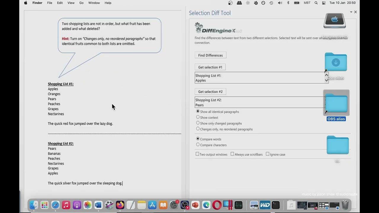 Compare Text With Selection Diff Tool MAC OS add-in/add-on/plugin WORD - YouTube
