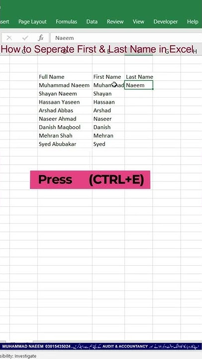 How to separate First and Last name is MS Excel - YouTube