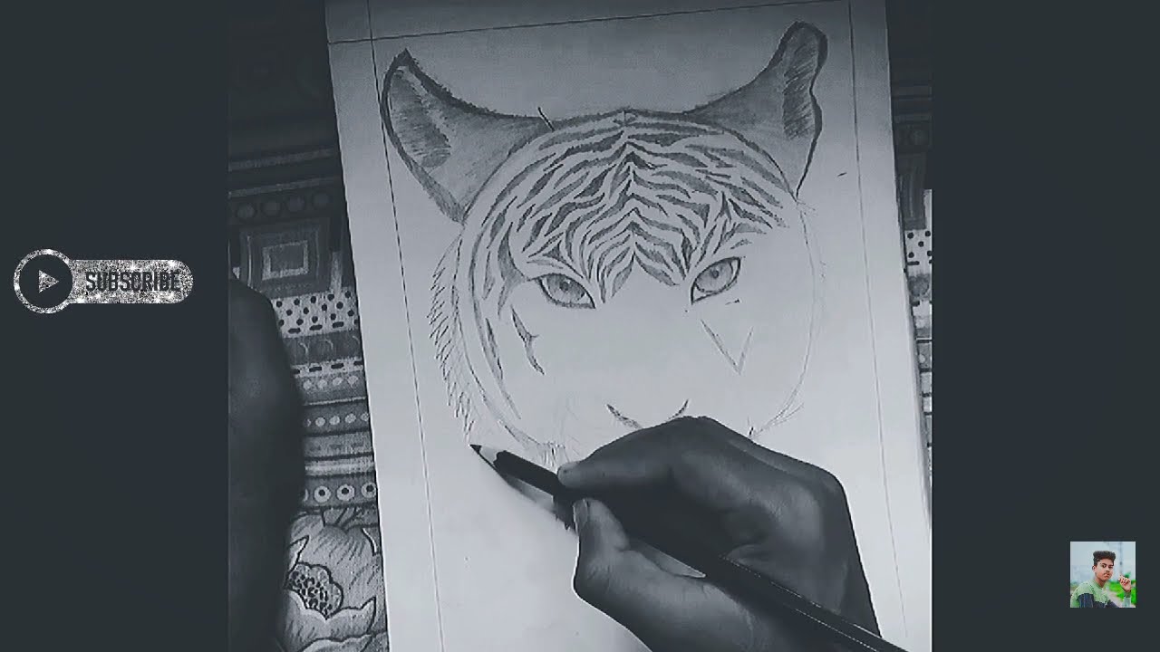 How to draw a Tiger-Tiger painting tutorial step by step| CR Bikram ...