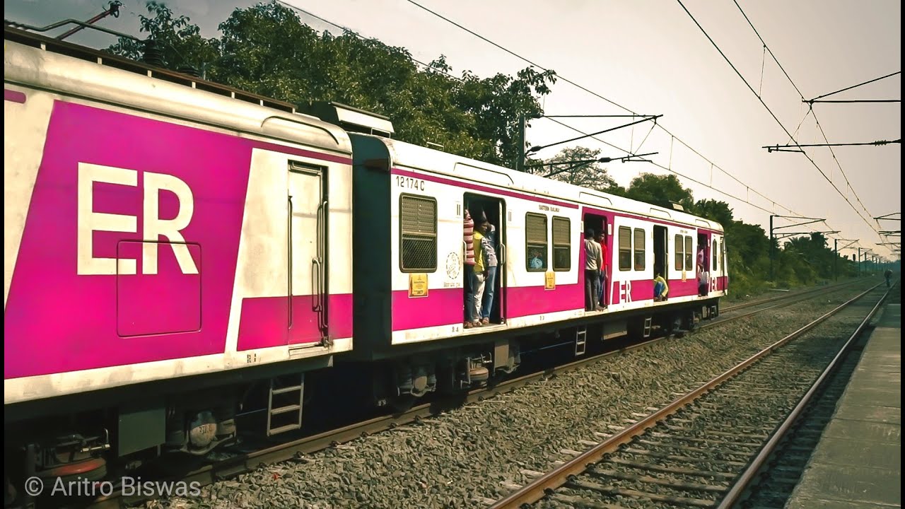 Eastern Railways' pink colored ICF MEDHA EMU train arrives & departs ...