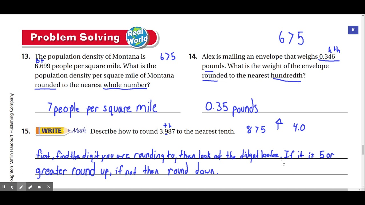 Lesson 3.4 Round Decimals - YouTube