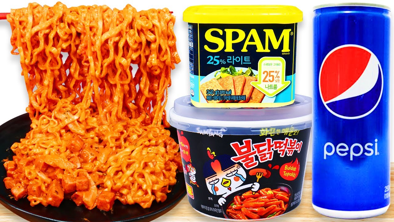 까르보 불닭볶음면 먹방 Mukbang Fire Spicy Noodle 불닭 떡볶이 ASMR Labeat 랩잇 - YouTube