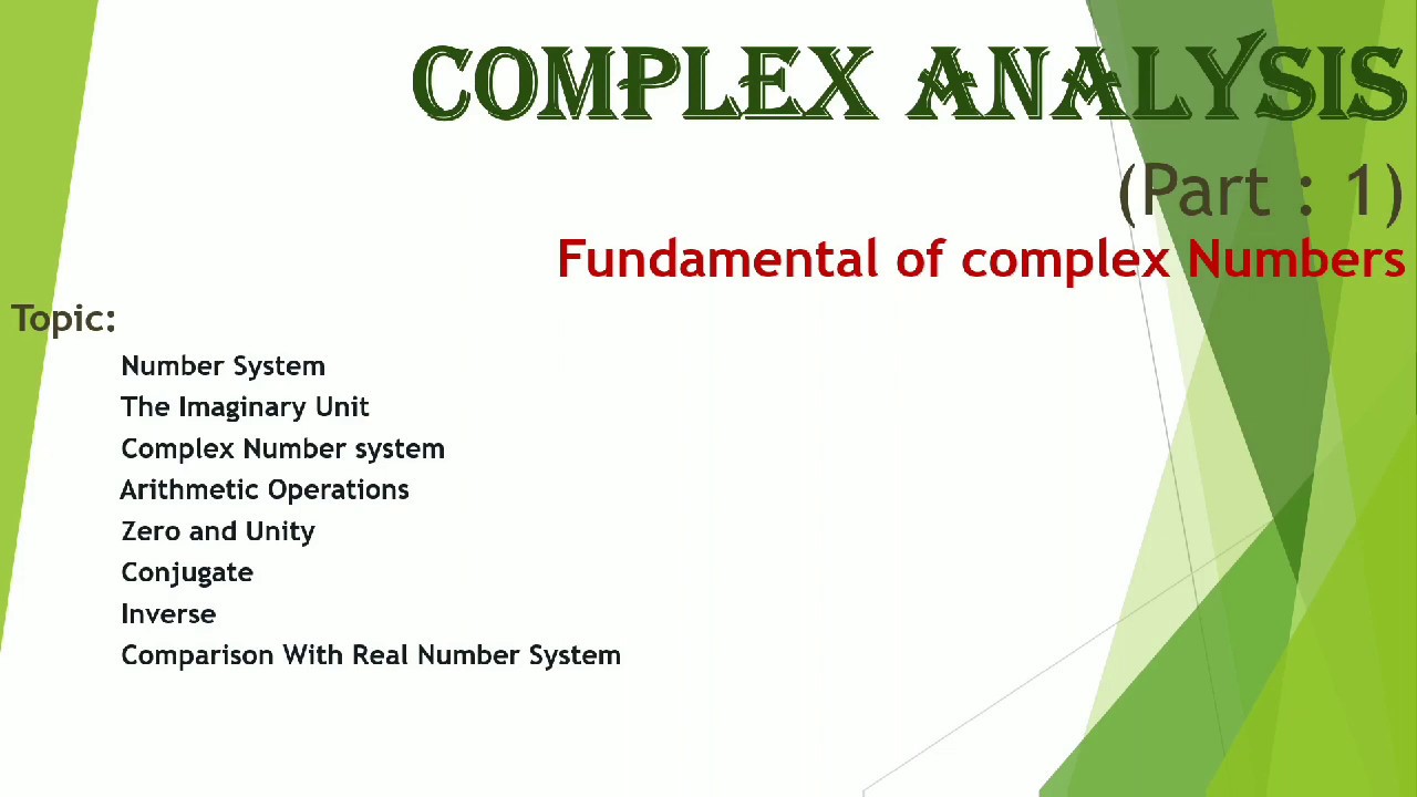 Complex Analysis. (Part 1) - YouTube
