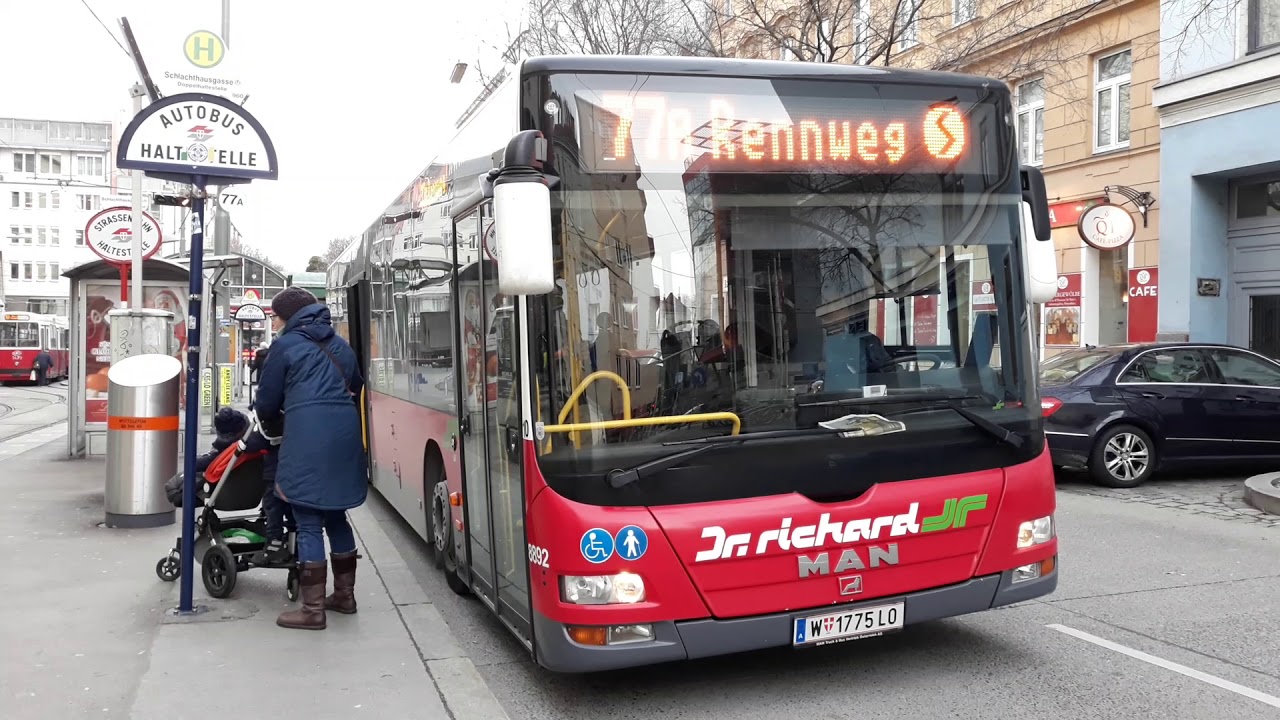 Straßenbahn 18, Bus 77A, 80A in Schlachthausgasse Wien - YouTube