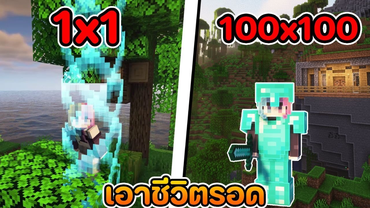 เอาชีวิตรอดใน 1x1 บล็อก | Minecraft Border Hoarder - YouTube