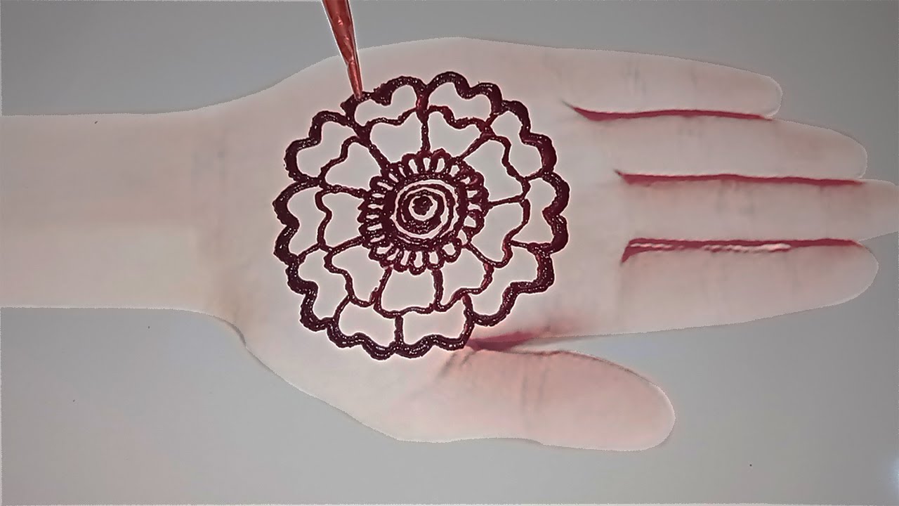 New Flower gol tikki mehndi design || Simple Mehendi designs front ...
