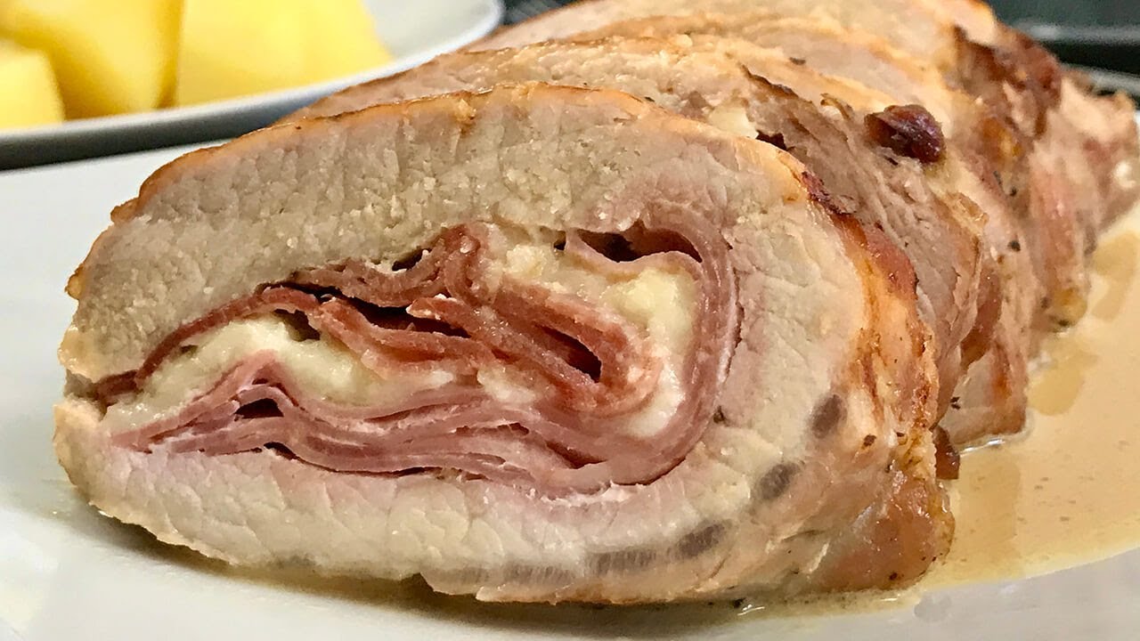 LOMO DE CERDO Relleno de Jamón, Queso y Bacon AL HORNO I Receta fácil 👍 ...