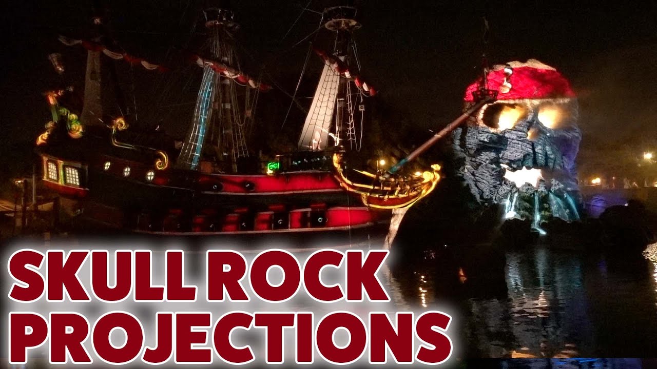 Projection Mapping on Skull Rock & Hook's Galleon at Disneyland Paris ...