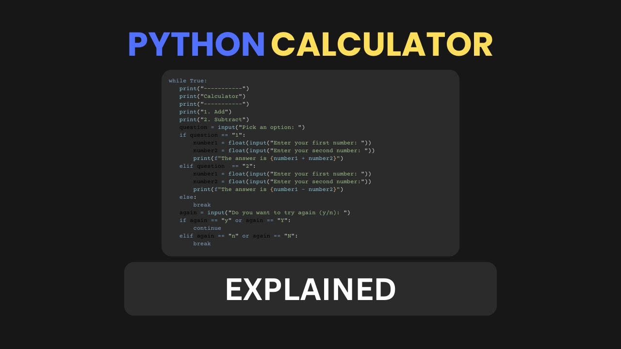 Learn Python Fast: Simple Calculator Tutorial (with explanation) - YouTube