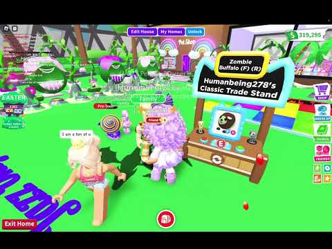 Giving a subscriber a free trading stand in adopt me roblox - YouTube