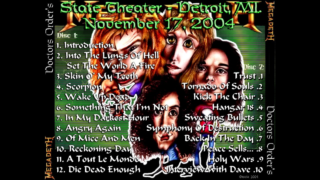 Megadeth - Doctor's Orders (Detroit 2004) [Full Bootleg Album] - YouTube