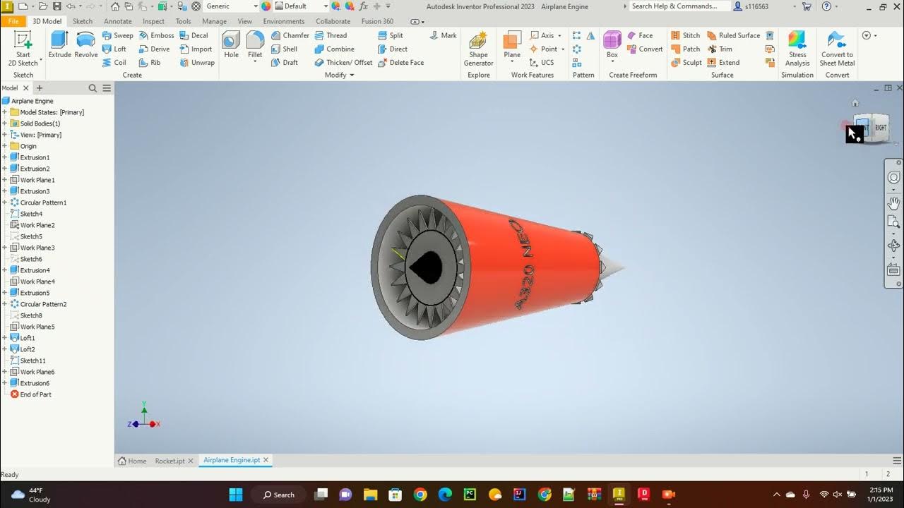 Airplane Engine In Autodesk Inventor 2023 - YouTube